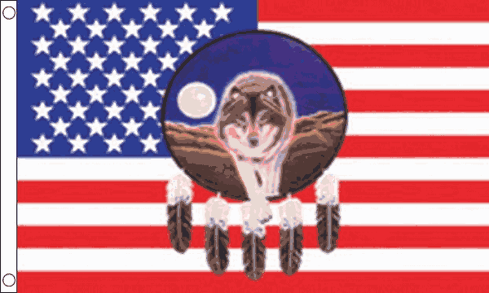 USA Feather Wolf Flag (Medium)