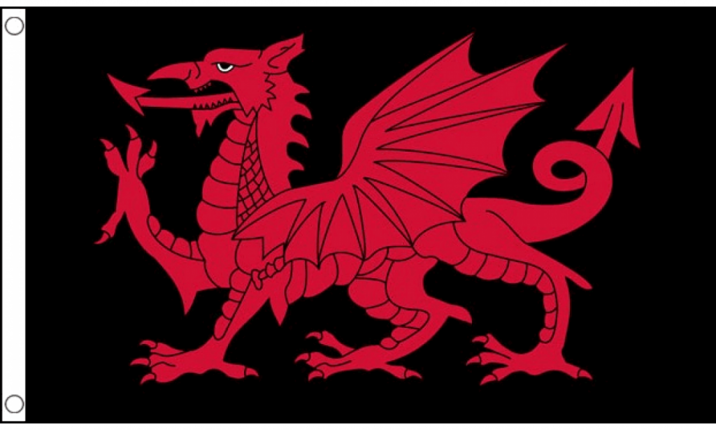 Welsh Dragon Black Flag (Medium) - MrFlag